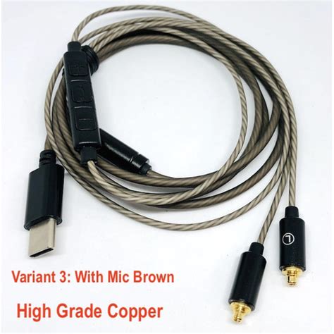 Jual Custom DAC Type C Jack With MMCX Pin Cable Replacement With Mic Brown Kab Tangerang