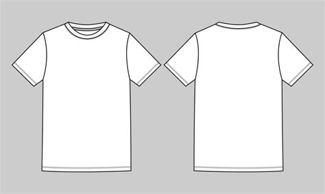 Regular Fit Short Sleeve T Shirt Technical Sketch Fashion Flat Template With Round Neckline V