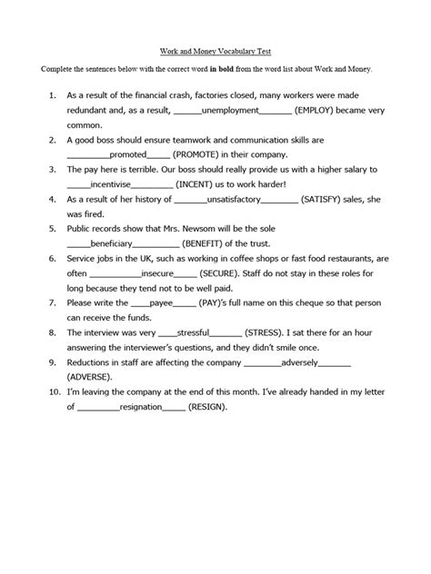 work and money wf test pdf