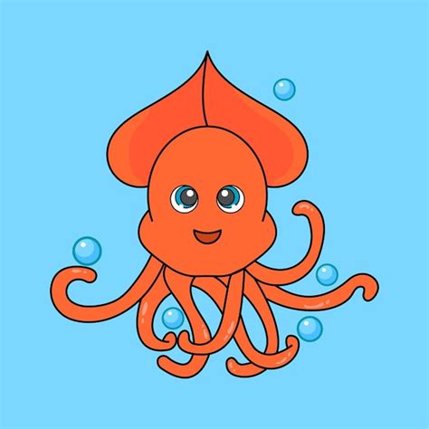 귀여운 오징어 프리미엄 벡터