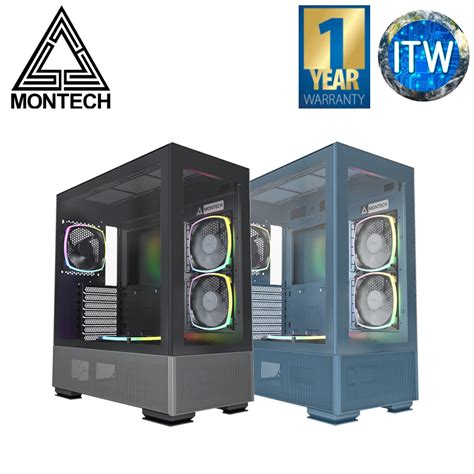 Montech Sky Two Atxmicroatxmini Itx Tempered Glass Pc Case Morocco Blueblack Shopee