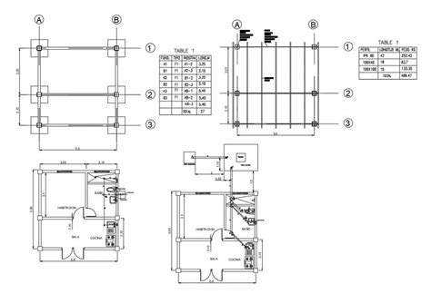 House Plan And Foundation Detail 2d View Cad Construction Block Layout