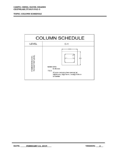Column Schedule Pdf