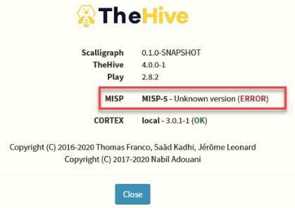 Issue MISP Connector Unknown Version ERROR Issue TheHive Project TheHive GitHub