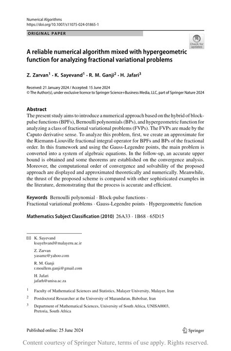 A Reliable Numerical Algorithm Mixed With Hypergeometric Function For
