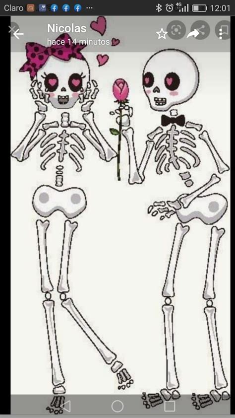 Cartoon Skeletons Holding Hands With Flowers