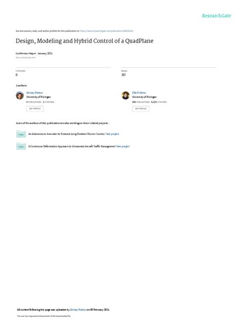 Design Modeling And Hybrid Control Of A Quadplane Pdf Rotation Around A Fixed Axis Flight