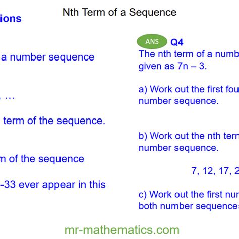 Revising Nth Term Of Arithmetic Sequences Mr