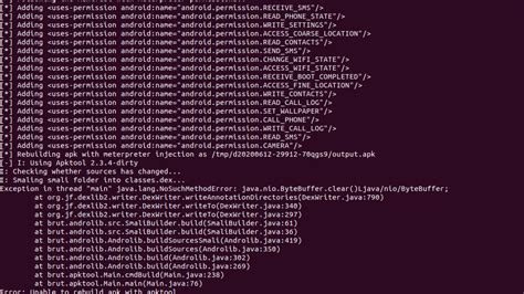 Msfvenom Error Unable To Rebuild Apk With Apktool · Issue 13606