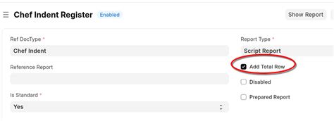 How To Restrict The Add Total Row Feature In A Script Report To Apply Only To A Specific Column