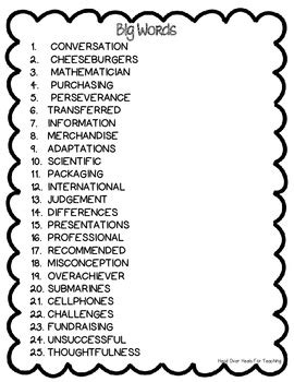 Vocabulary Big Words