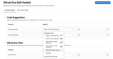 Configure Duo Features · Gitlab Duo Self Hosted · Administration · Help · Gitlab
