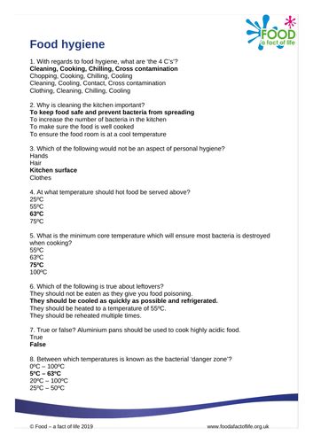 Food Hygiene And Safety Food Hygiene Teaching Resources