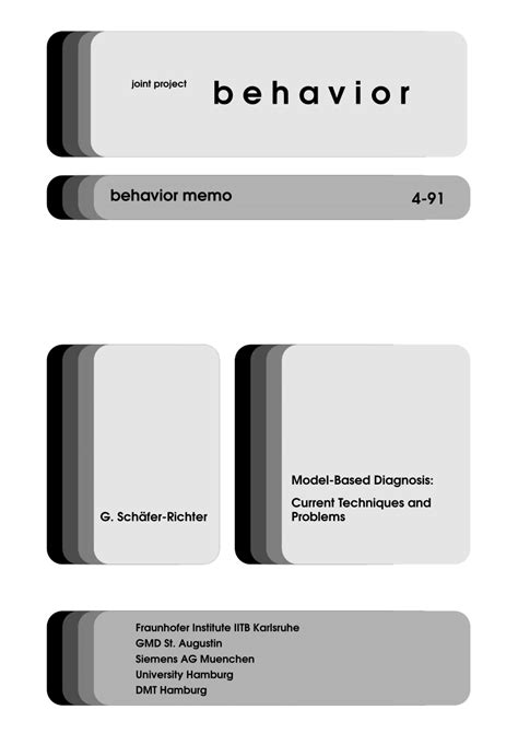 Pdf Model Based Diagnosis Current Techniques And Problems