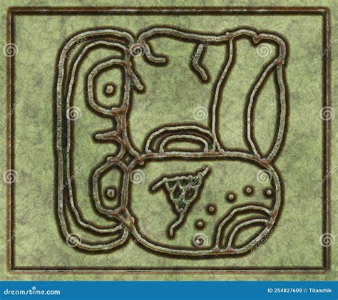 Glyphs Symbol Hieroglyphic Mayan Coinage On Metal 3d Illustration