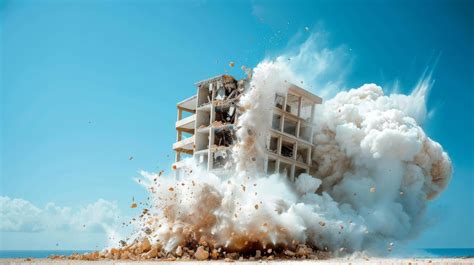 Controlled Demolition Building Imploding In Precision Collapse Premium Ai Generated Image