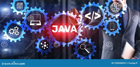 Java Programming Language And Web Development Concept On Virtual Screen