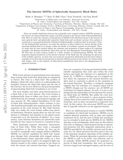 Pdf The Interior Motss Of Spherically Symmetric Black Holes