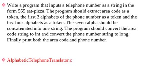 Solved Write A Program That Inputs A Telephone Number As A