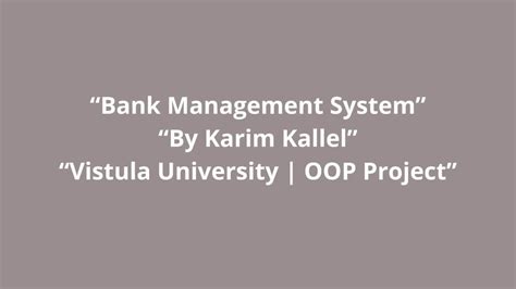 Programming Bankmanagement Oop Csharp Projectshowcase Karim Kallel