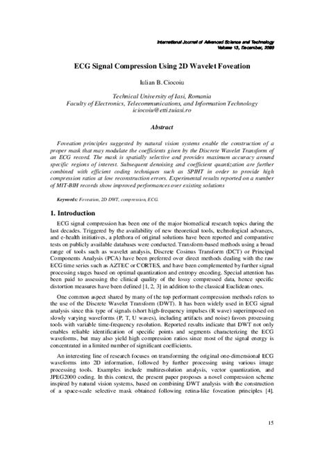 pdf ecg signal compression using 2d wavelet foveation