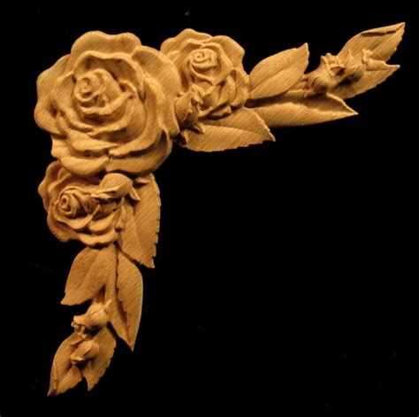 Rose Pattern Wood Carvings And Moulding Carved Rose Accents