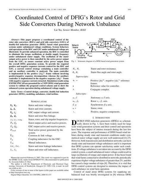 Pdf Coordinated Control Of Dfigs Rotor And Grid Side Converters During Network Unbalance