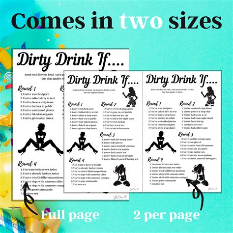 Dirty Drink If Game Adult Game Naughty Party Game Girls Etsy