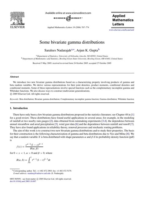 Pdf A New Bivariate Gamma Distribution