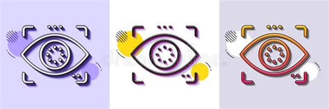 Eye Detect Line Icon Retina Scan Sign Halftone Dotted Pattern Vector