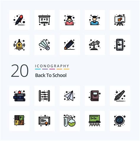 20 Back To School Line Filled Color Icon Pack Like Remover Back To