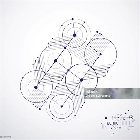 기계적 체계 공학 원과 메커니즘의 형상 부품 드로잉 벡터 기술 계획 웹 디자인 및 배경 화면이 나 배경으로 사용할 수 있습니다