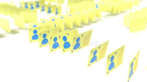 Yellow ID Cards Move Row Identification On White Bg Approve Identity Verification Card Stock