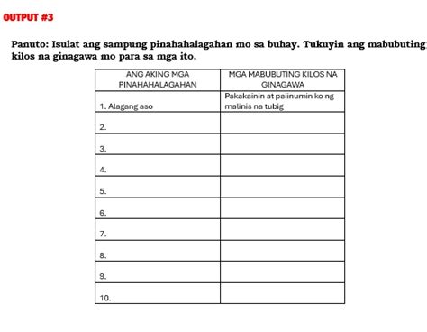 OUTPUT Panuto Isulat Ang Sampung StudyX