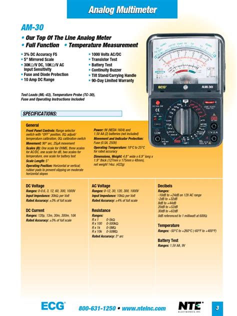 Datasheet Multimeter Analog Ecg Am 30 Pdf Physical Quantities
