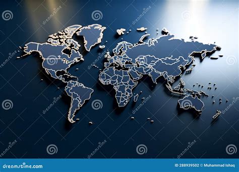 Extruded 3d World Map Rendering For A Dynamic Geographical View Stock