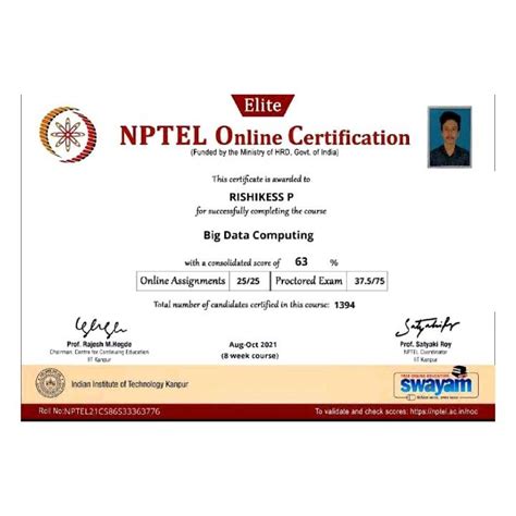 Rishikess P On Linkedin Bigdata Nptel Datascience Certification