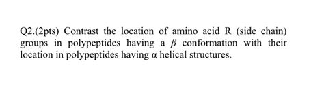 Q22pts Contrast The Location Of Amino Acid R Side Chain Groups In