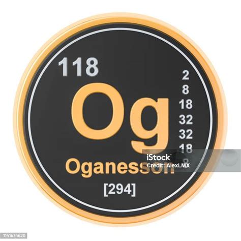 Oganesson Og Chemical Element 3d Rendering Isolated On White Background