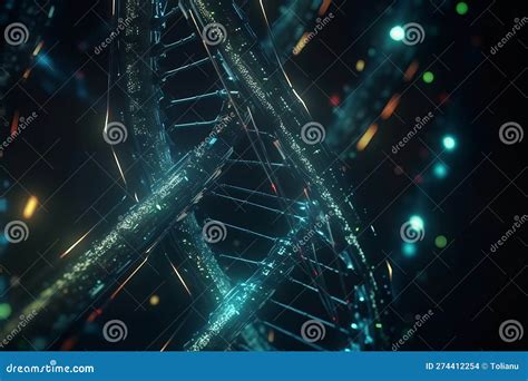 blockchain strand a futuristic 8k cartoon of digital dna technology