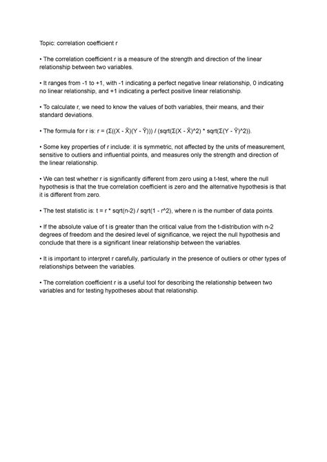 Linear Regression And Correlation Topic Correlation Coefficient R