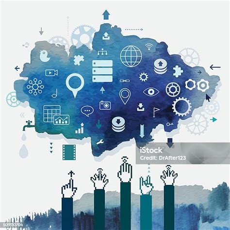 Konsep Cloud Computing Watercolor Ilustrasi Stok Unduh Gambar