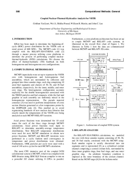 Pdf Coupled Nuclear Thermal Hydraulics Analysis For Vhtr