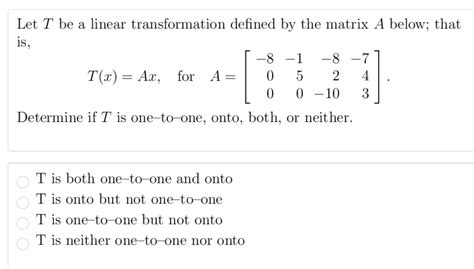 solved let t be a linear transformation defined by the