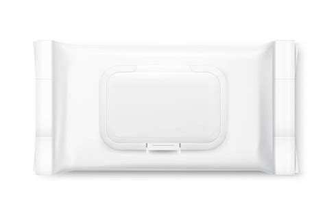 젖은 물티슈 플로우 팩은 흰색 배경에 격리되어 있습니다 0명에 대한 스톡 벡터 아트 및 기타 이미지 0명 3차원 형태