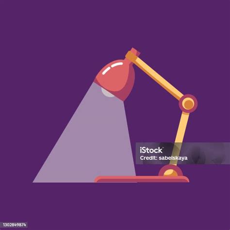 빛의 광선이있는 책상 램프 평평한 만화 벡터 일러스트레이션이 고립되어 있습니다 가정용 시설에 대한 스톡 벡터 아트 및 기타