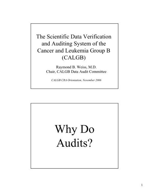 Why Do Audits Calgb