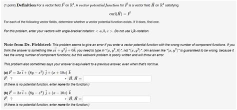 solved 1 point definition for a vector field fon r3 a