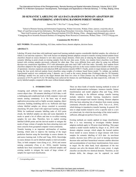 Pdf 3d Semantic Labeling Of Als Data Based On Domain Adaption By