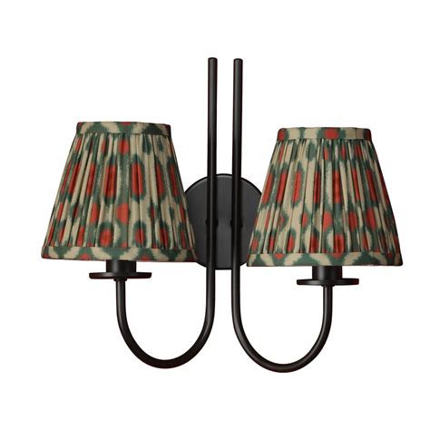 Dar Lighting Becca 2 Light Wall Light Matt Black With Red And Green Shades